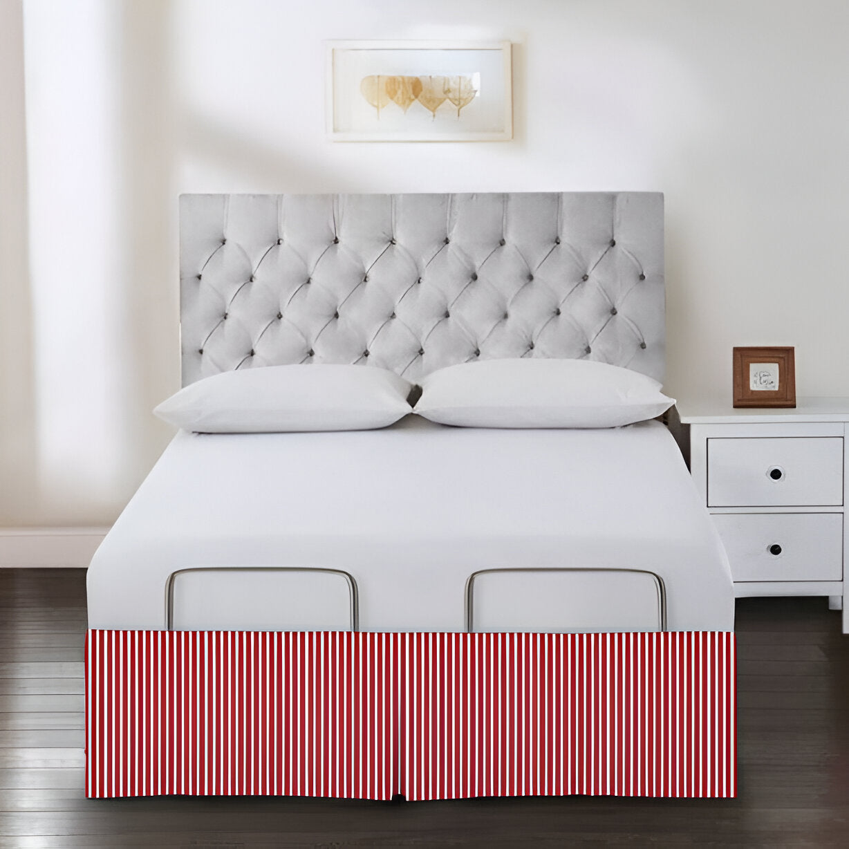 Detachable Wrap Around Polyester Ticking Stripe Tailored Bed Skirt