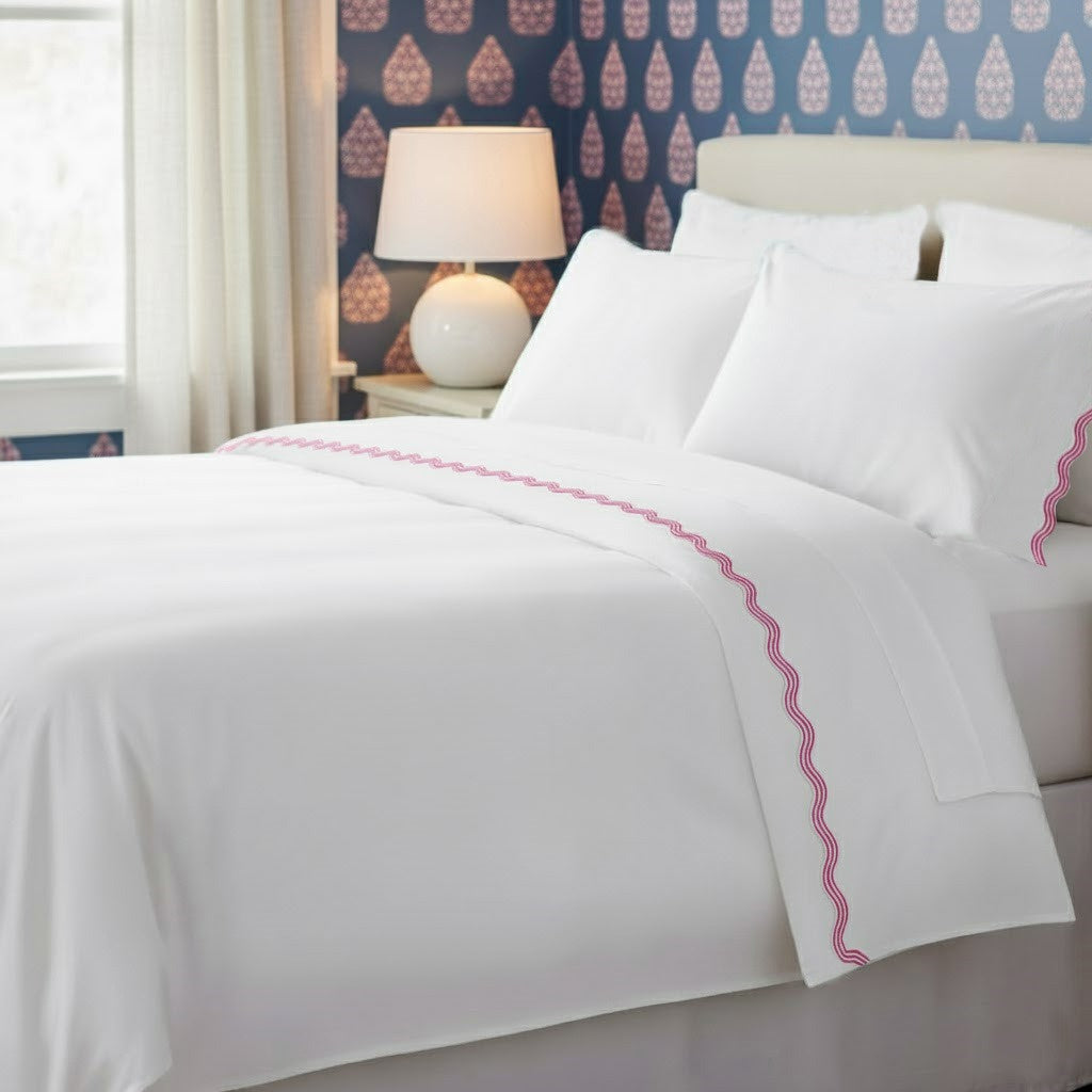400TC Cotton Sateen Triple Scallop Embroidery Sheet Set