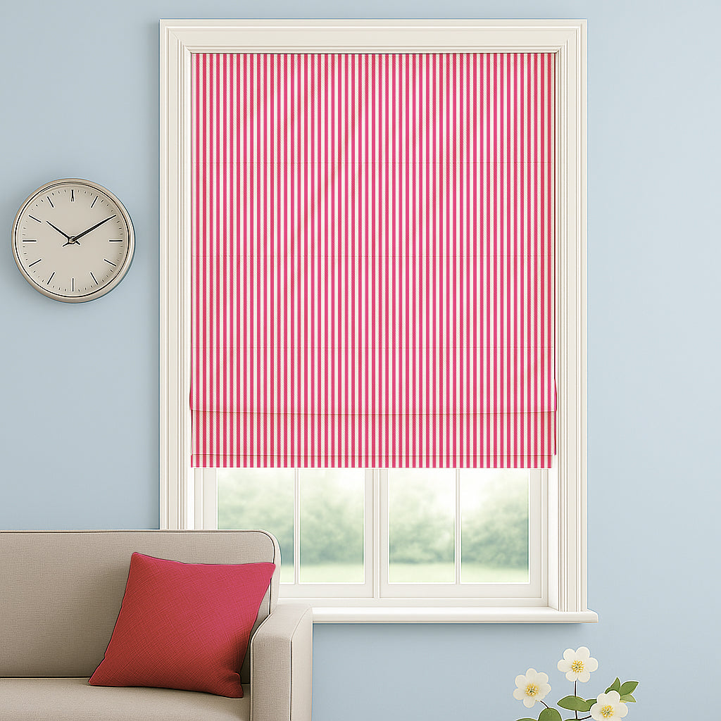 Custom Ticking Stripe Roman Shades