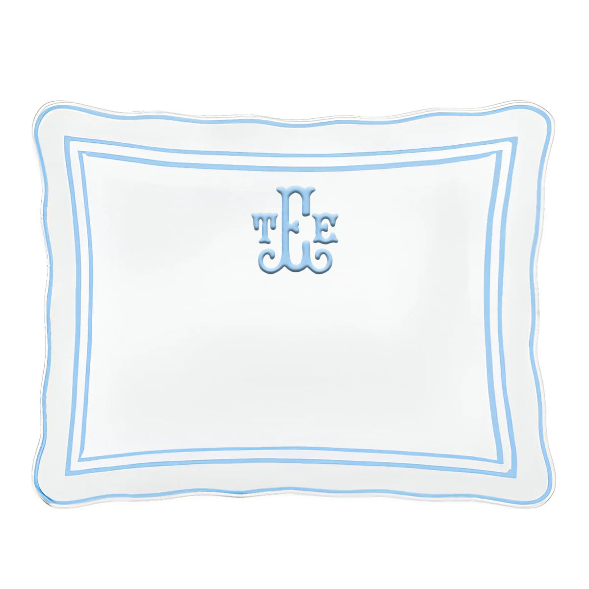 Monogram 400TC Wavy Embroidery & Border Cotton Sateen Solid Pillow Sha