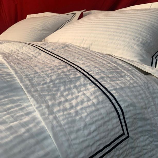 Striped Knitted Cotton Coverlet